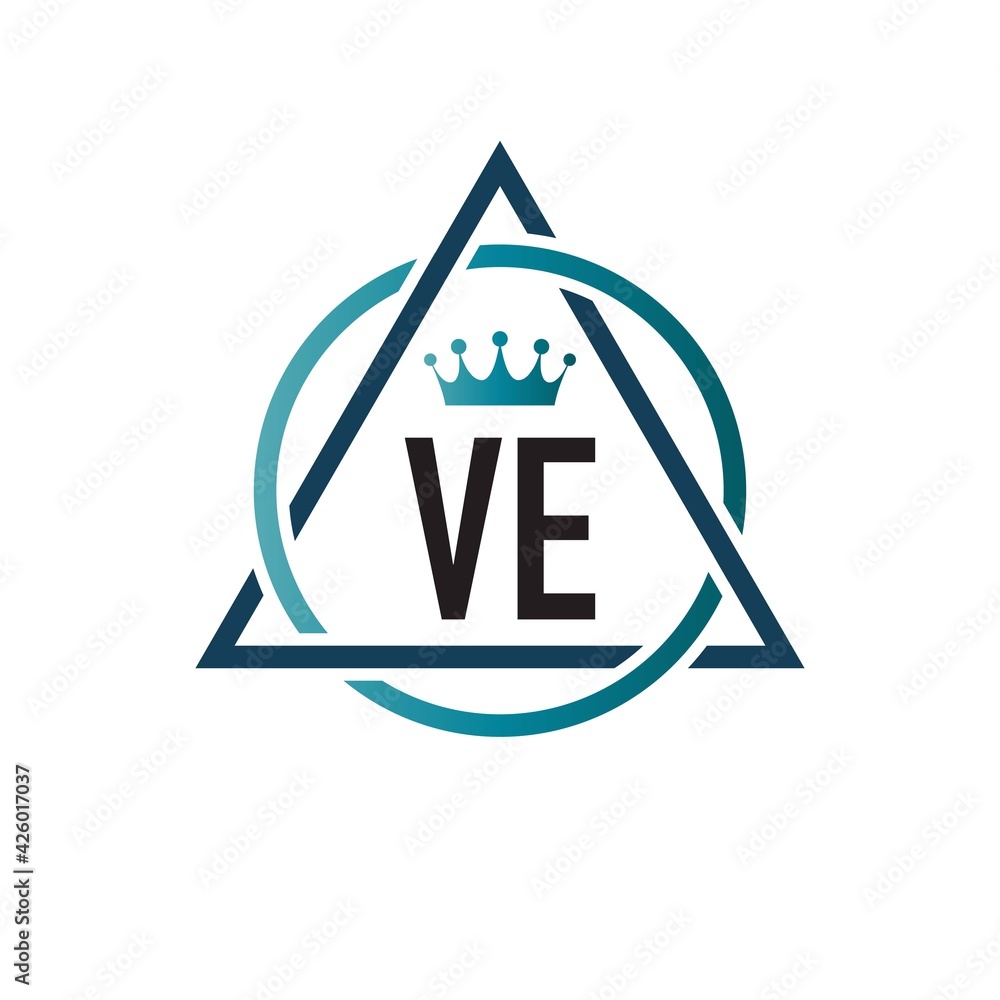 Initial Letter VE Circle Triangle Logo Design Template. Creative ...