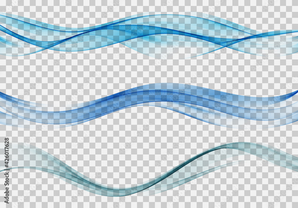 Abstract blue wave on a transparent background.Blue wave element Stock ...