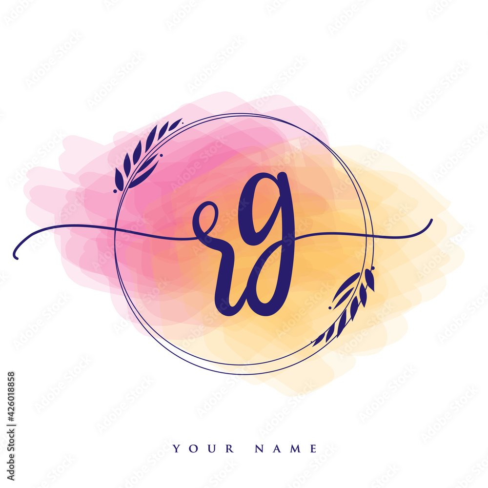 RG Initial handwriting logo. Hand lettering Initials logo branding ...