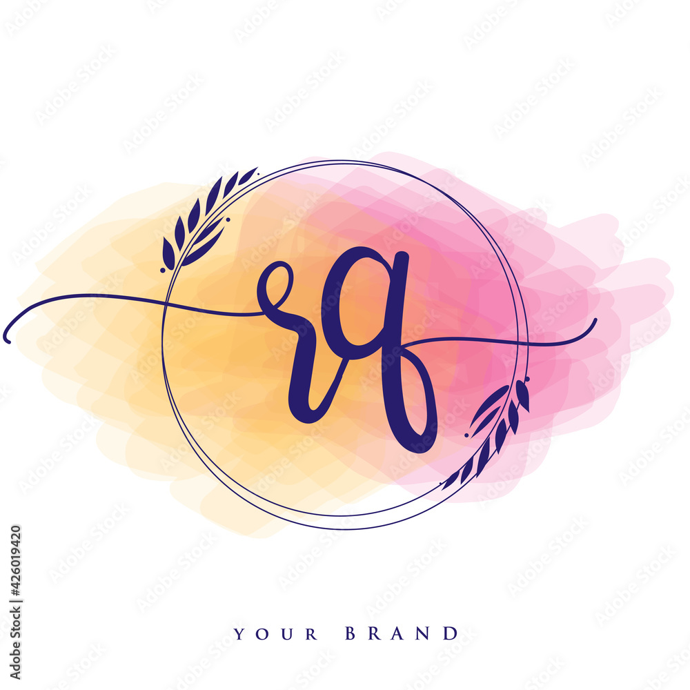 RQ Initial handwriting logo. Hand lettering Initials logo branding ...