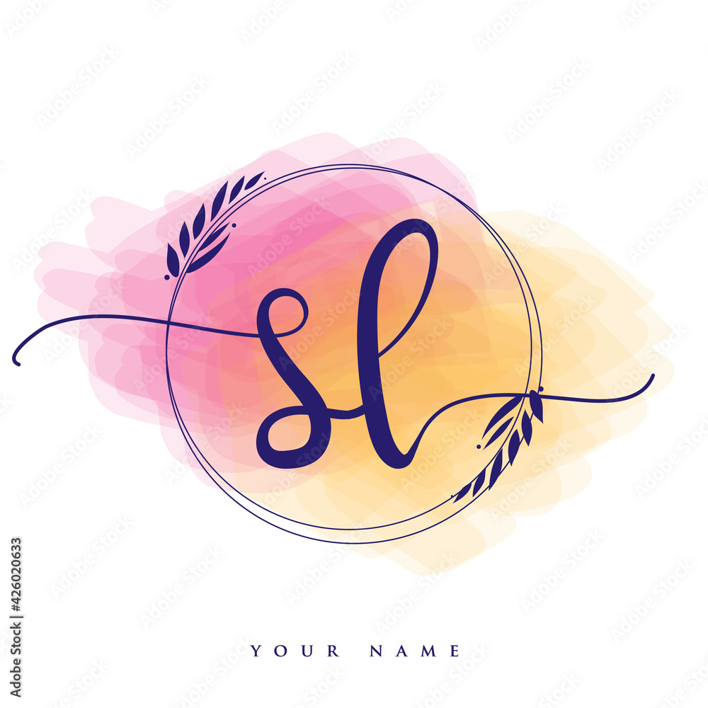 SL Initial handwriting logo. Hand lettering Initials logo branding ...
