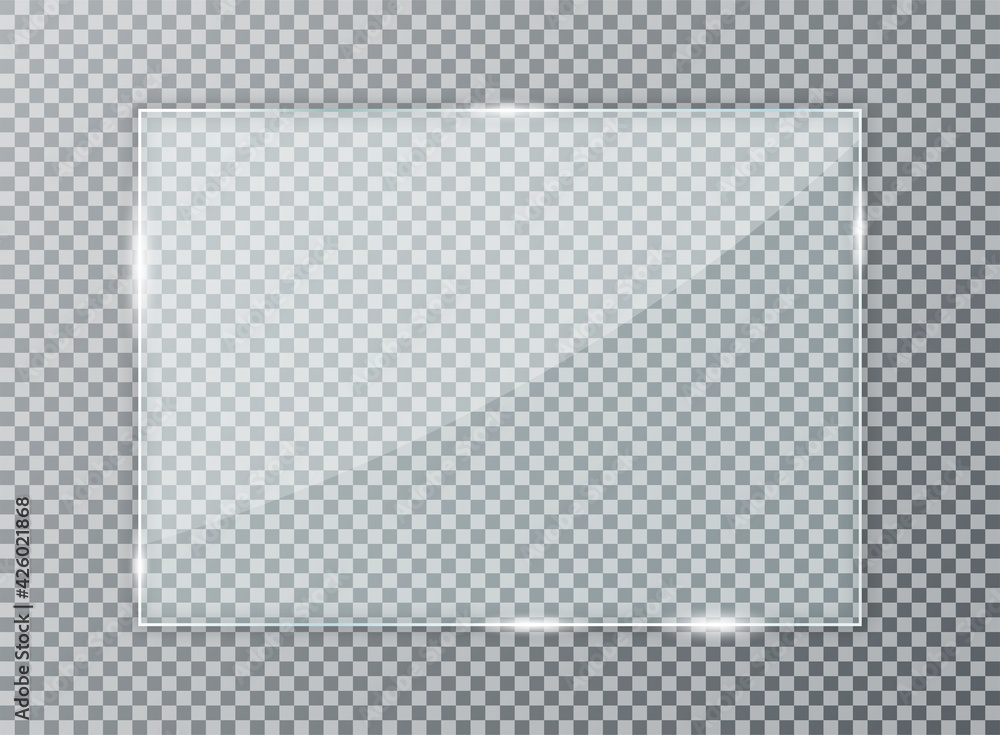 Glass plate on transparent background. Acrylic and glass texture with ...