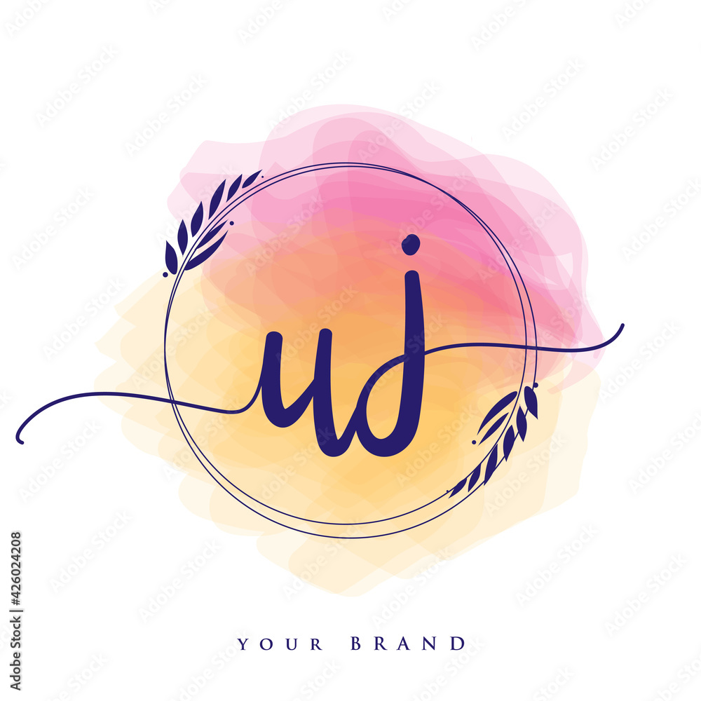 UJ Initial handwriting logo. Hand lettering Initials logo branding ...
