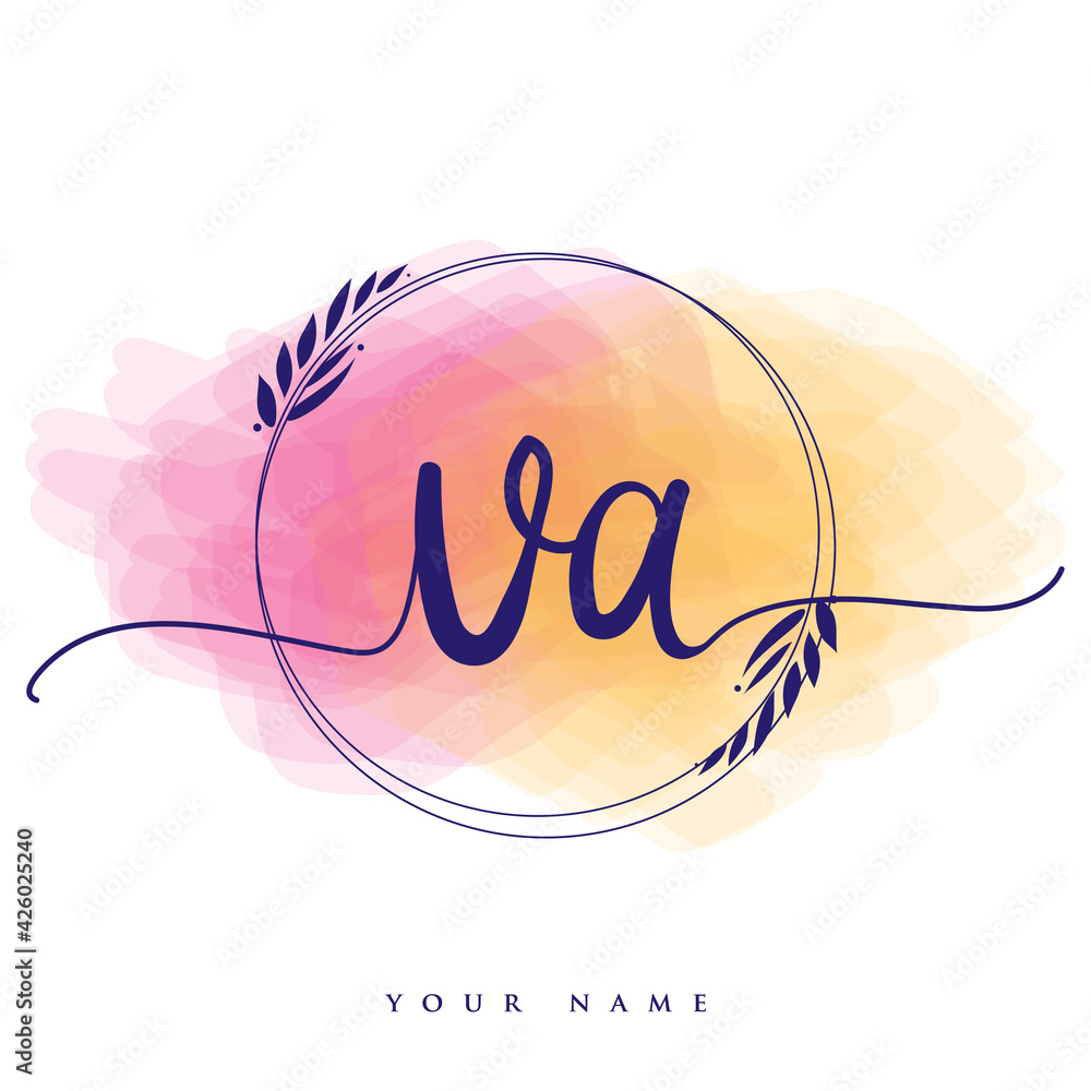 VA Initial handwriting logo. Hand lettering Initials logo branding ...