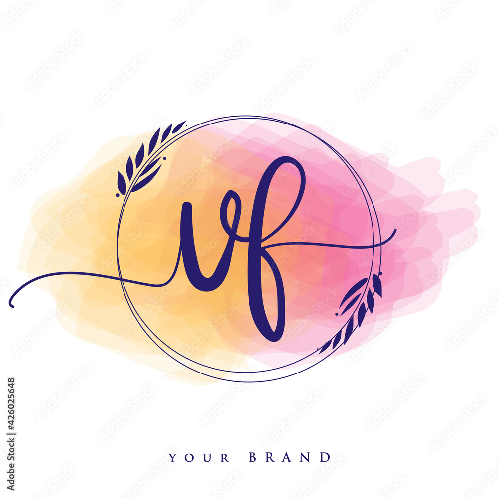 VF Initial handwriting logo. Hand lettering Initials logo branding ...