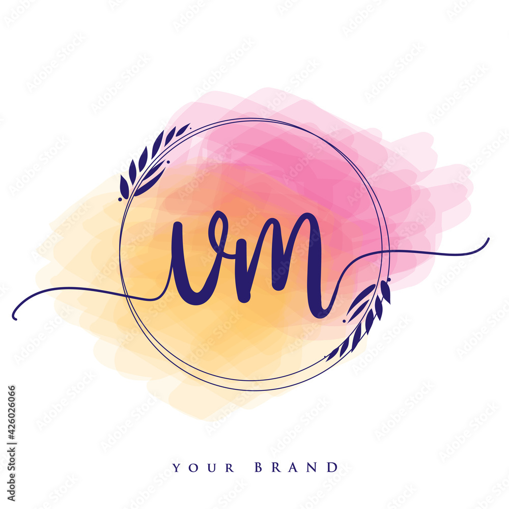 VM Initial handwriting logo. Hand lettering Initials logo branding ...