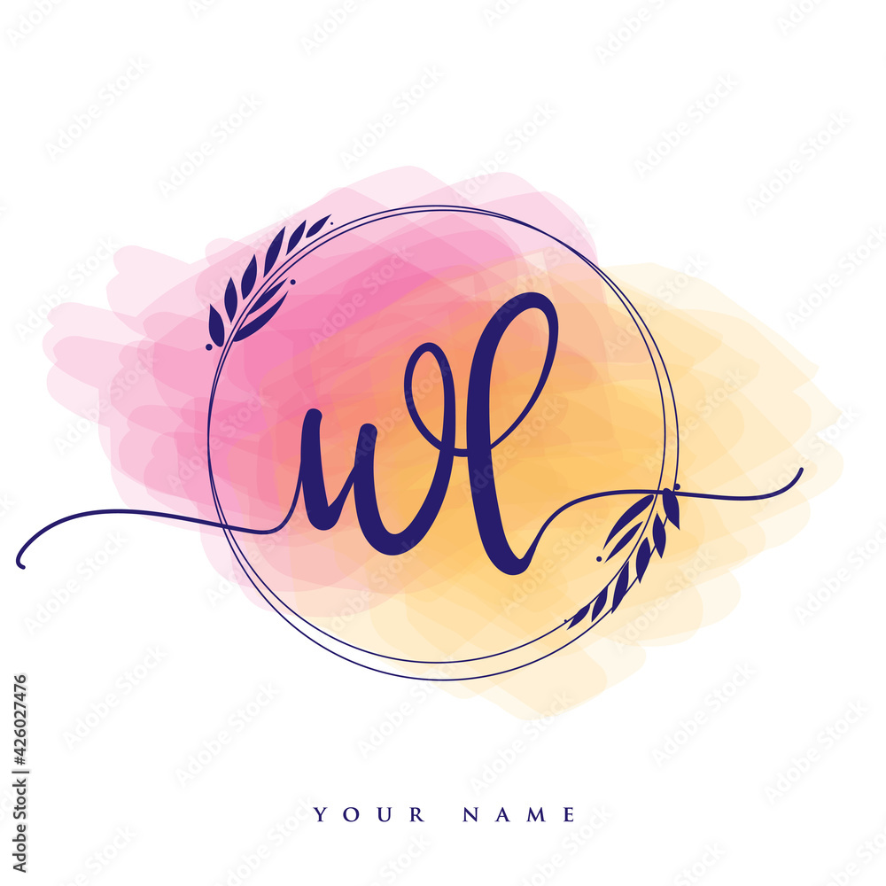 WL Initial handwriting logo. Hand lettering Initials logo branding ...