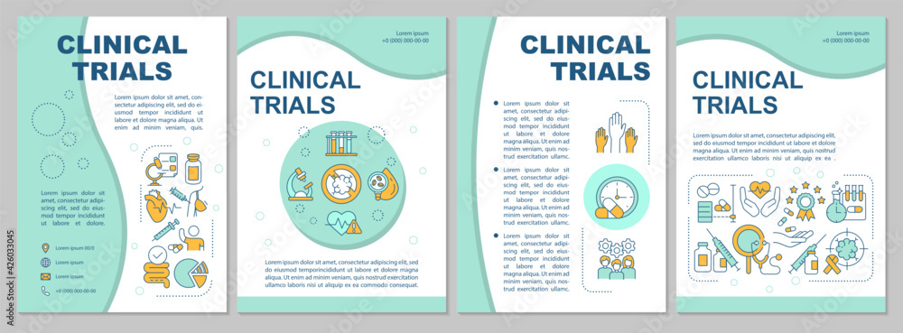 Clinical trials brochure template. New drugs testing. Volunteering ...