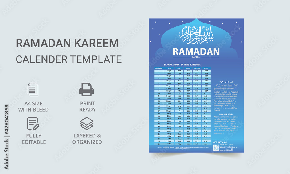 Ramadan timetable calendar template. Ramadan Calendar. Ramadan Kareem ...