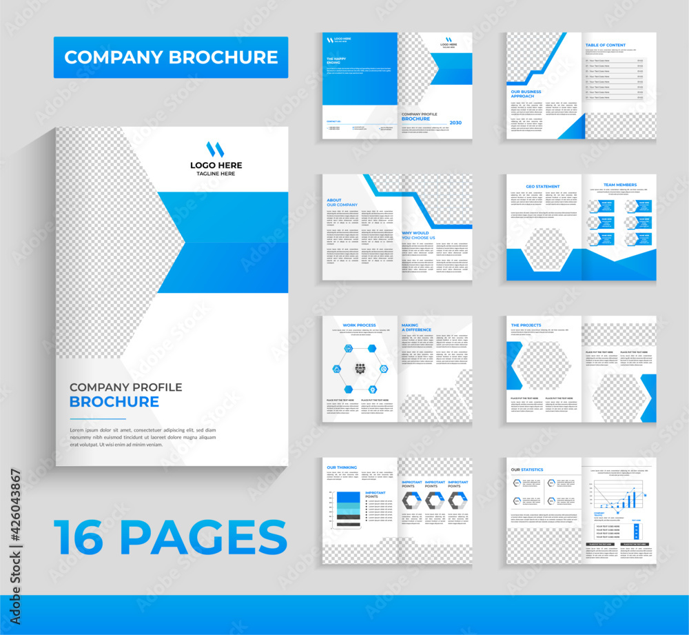 Corporate 16 page brochure layout design, Modrn 16 pages brochure ...