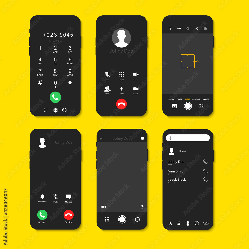 Phone call screen Set. Interface for incoming Call. Stock Vector ...