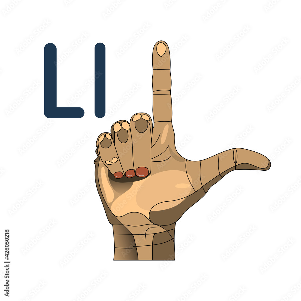 Image of the letter L for American Sign Language: hand icon with finger ...