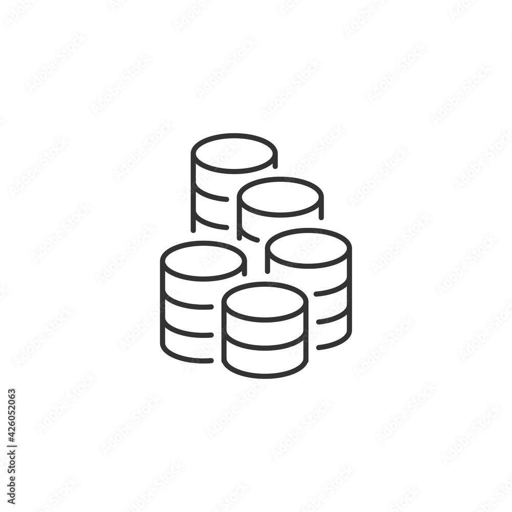 Coins Stack Related Vector Line Icon. Sign Isolated on the White ...