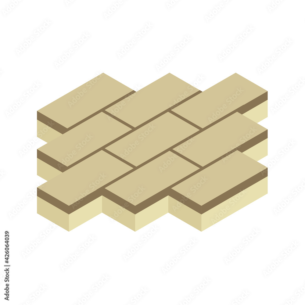 Concrete paver block pavement floor or brick vector icon. For landscape ...