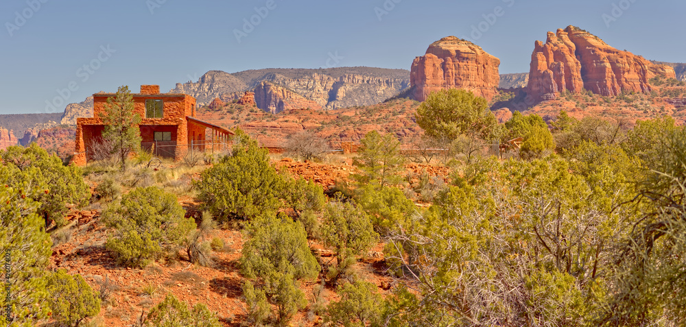 House of Apache Fires in Red Rock State Park with Cathedral Rock in the ...