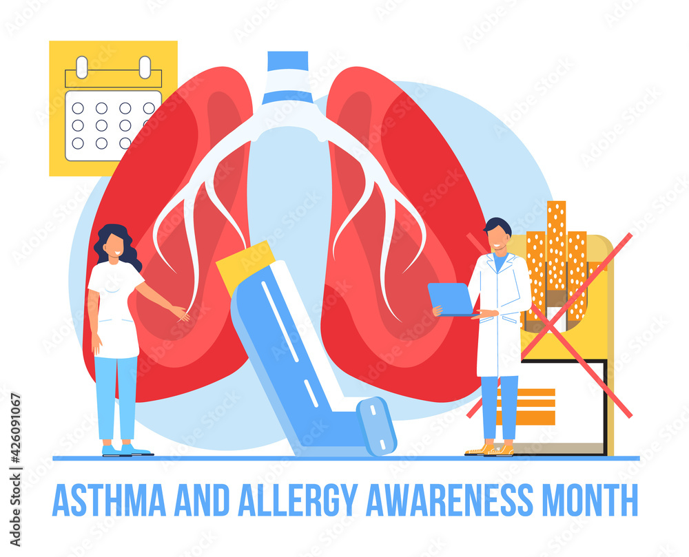 Asthma and allergy awareness month concept vector. Medical event is ...