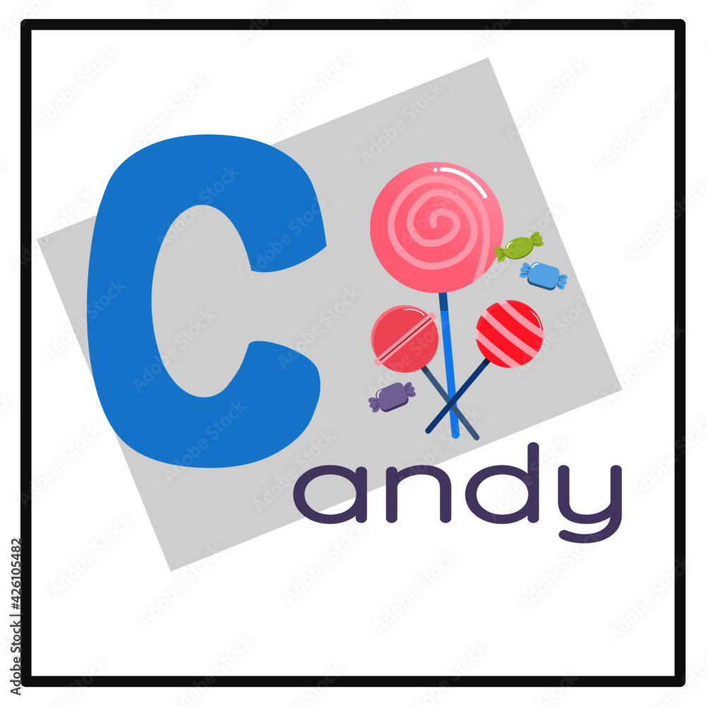 Flash card illustration vector graphic of letter C and illustration of ...