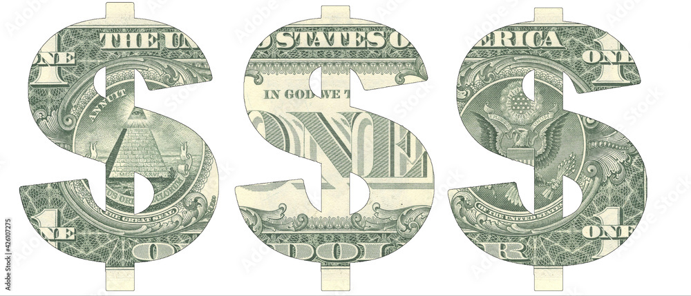 Stencil of the USD symbol on one-dollar bill Stock Photo | Adobe Stock