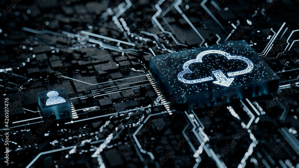 Data Storage Technology Concept With Cloud Download Symbol On A