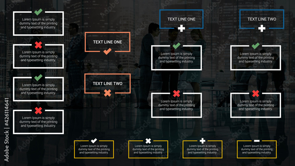 Mini Text Blocks with Checkbox Icons Stock Template | Adobe Stock