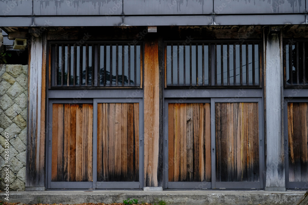 Old Traditional Japanese door interior style.Wooden Japanese door in ...