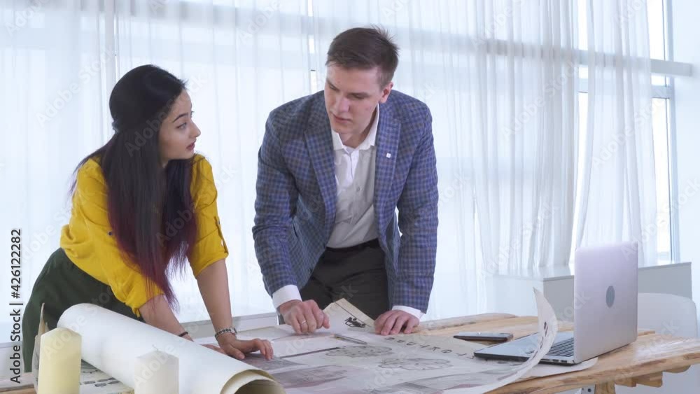 Man Architect Create Architectural Design For Building Real Estate With ...