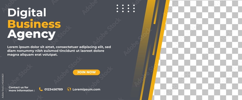Business banner template design. Modern banner with yellow accent color ...