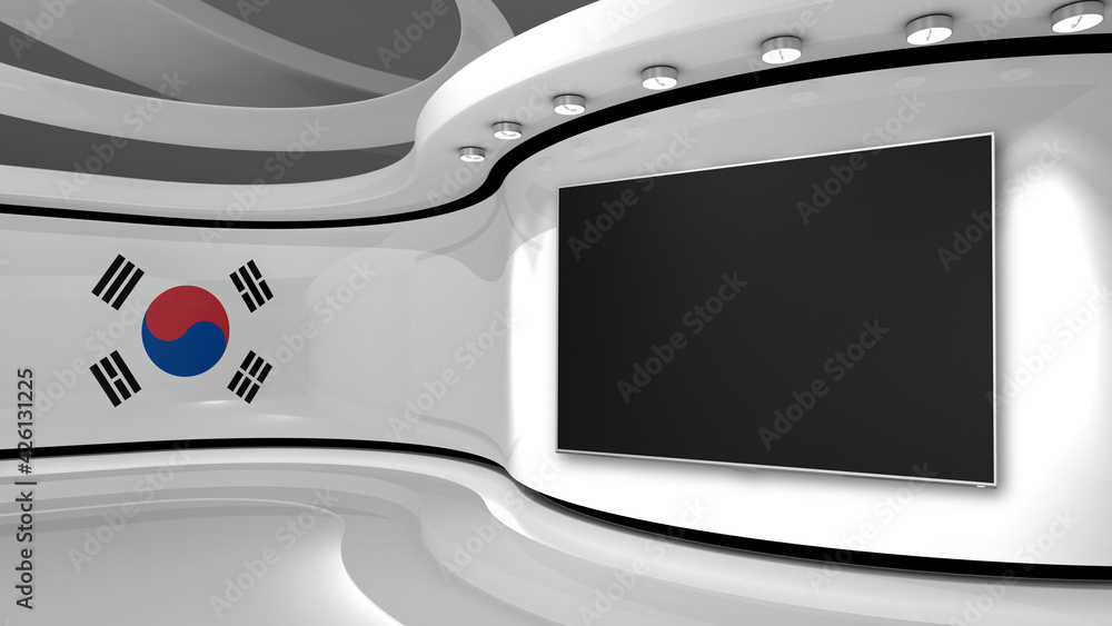 Korea. TV studio. Korea flag background. News studio. The perfect ...