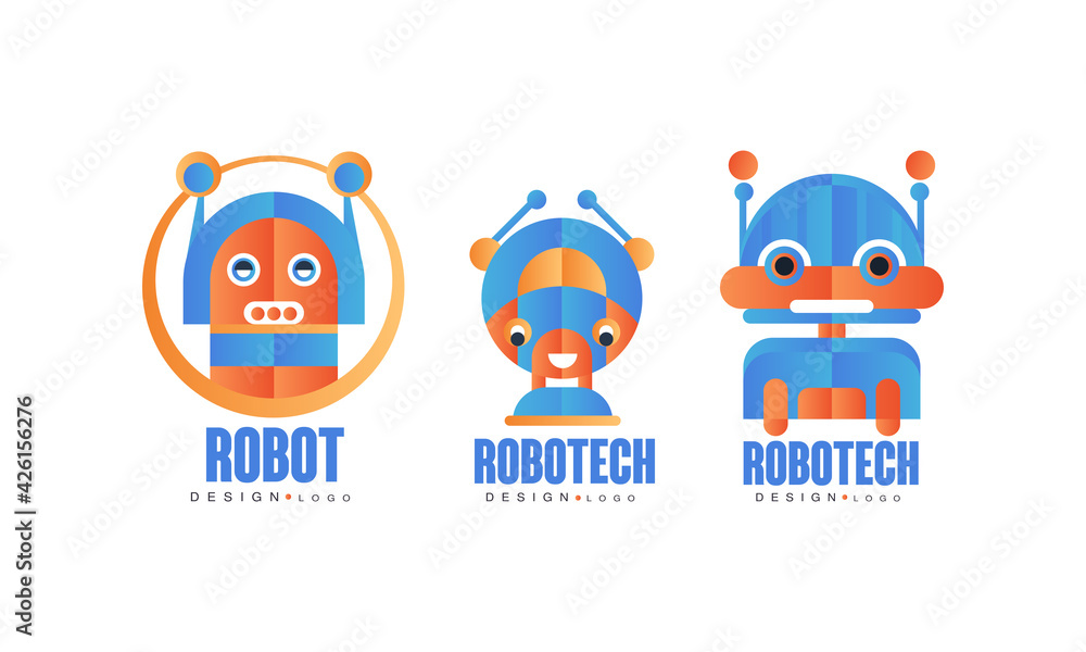 Robot Logo Design Set, Robotech for Company Identity, Computer Related ...