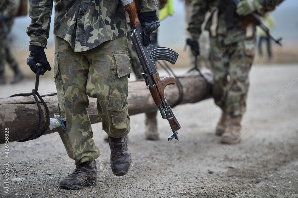 Special forces military training. Photograph detail with military ...