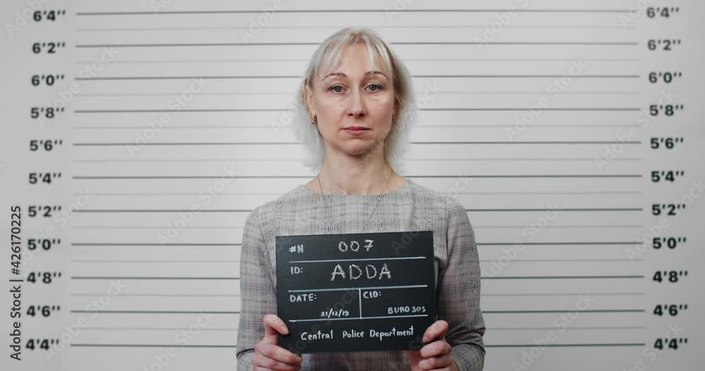 Video „Portrait of blond hair woman holding sign for photo in police ...