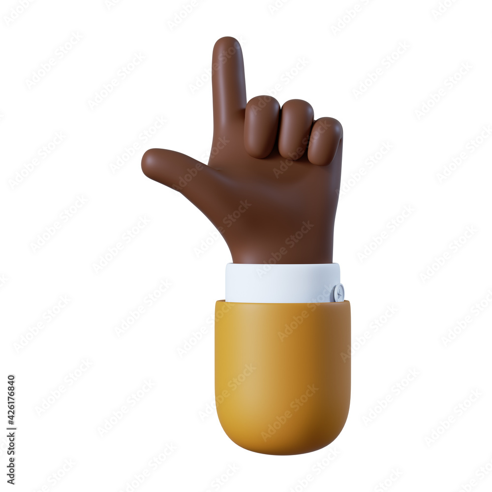 African American cartoon character hand pointing gesture. Social icon ...
