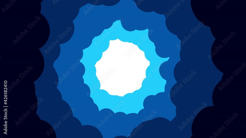 Cartoon cloudy puff frame. Smoke comic blue hole. Animated cartoon ...