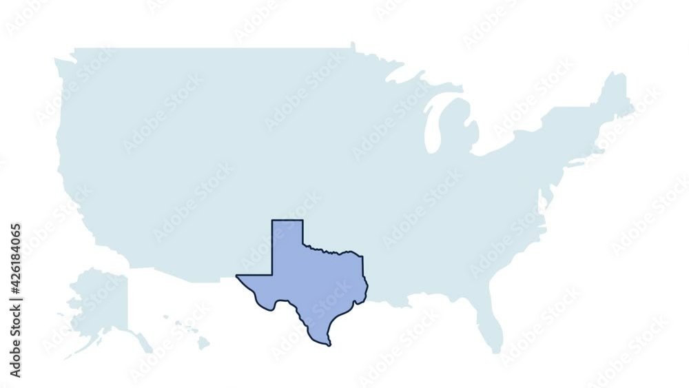 US texas state map animation. United states of America country - high ...