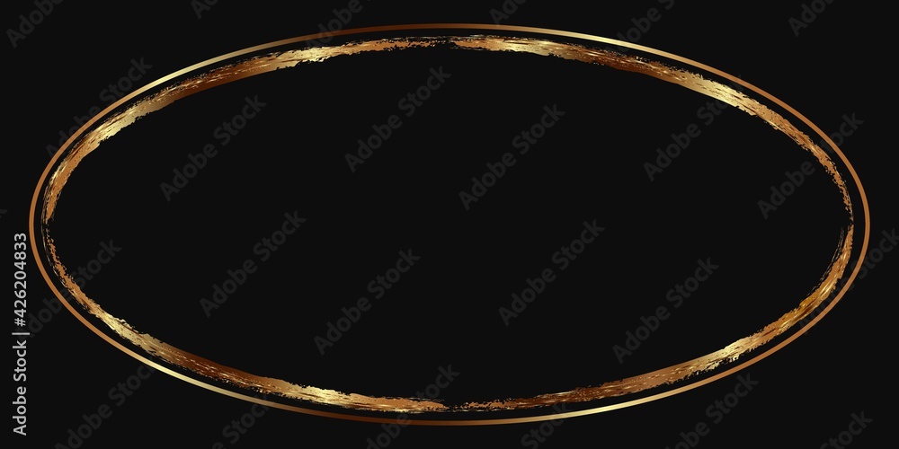 Textured gold oval frame on dark background. Vector border design for ...