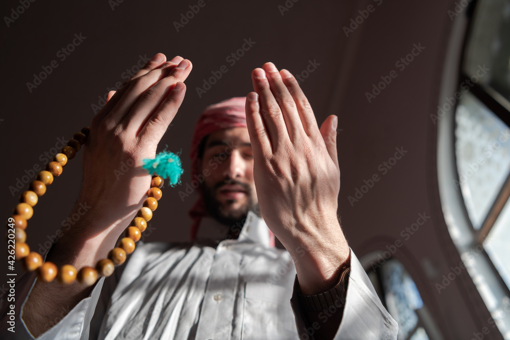 muslim prayer inside the mosque in namaz worship Allah Stock Photo ...
