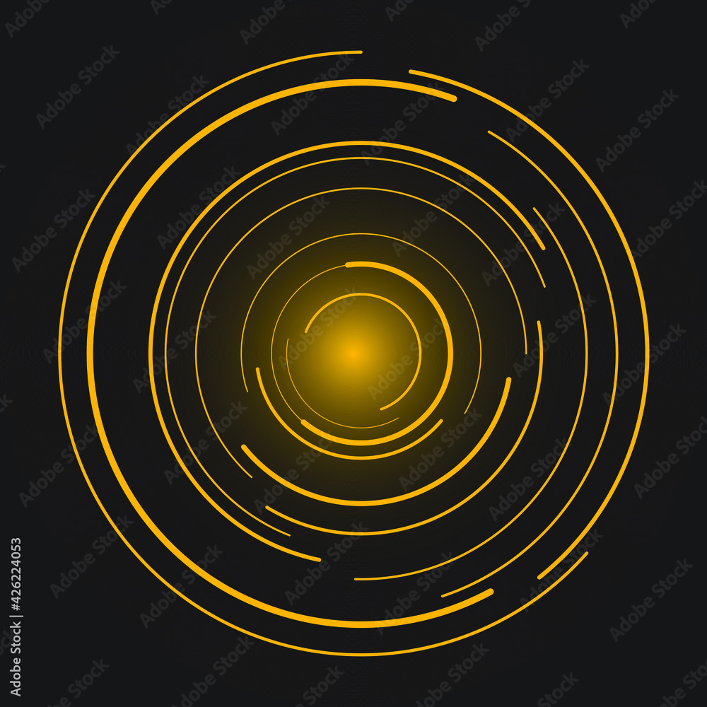 Abstract yellow circular speed lines. Vector illustration. Trendy ...