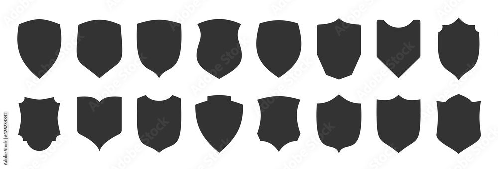 Schild vorm zwart pictogramserie. Beveiliging minimale teken bewaker ...