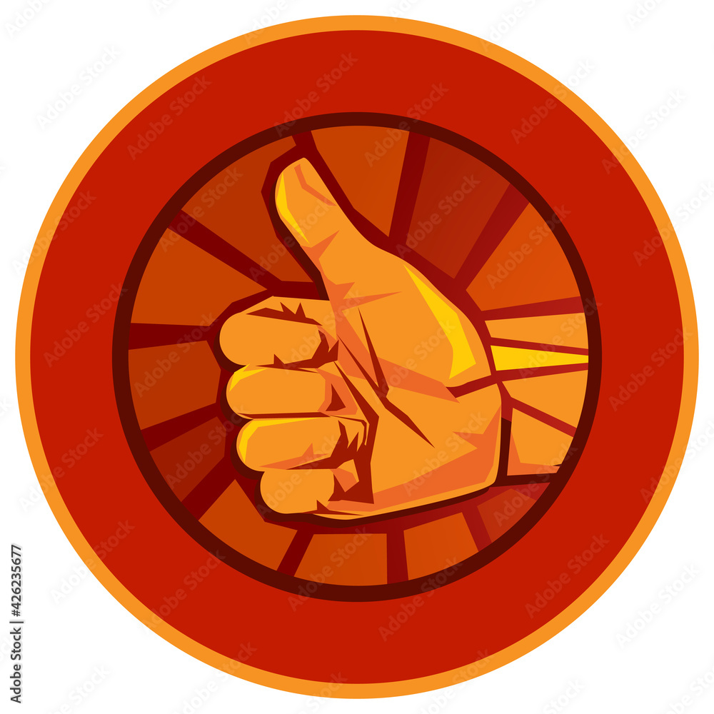 Vetor de thumbs up red medal emblem symbol of ok agree correct best of ...