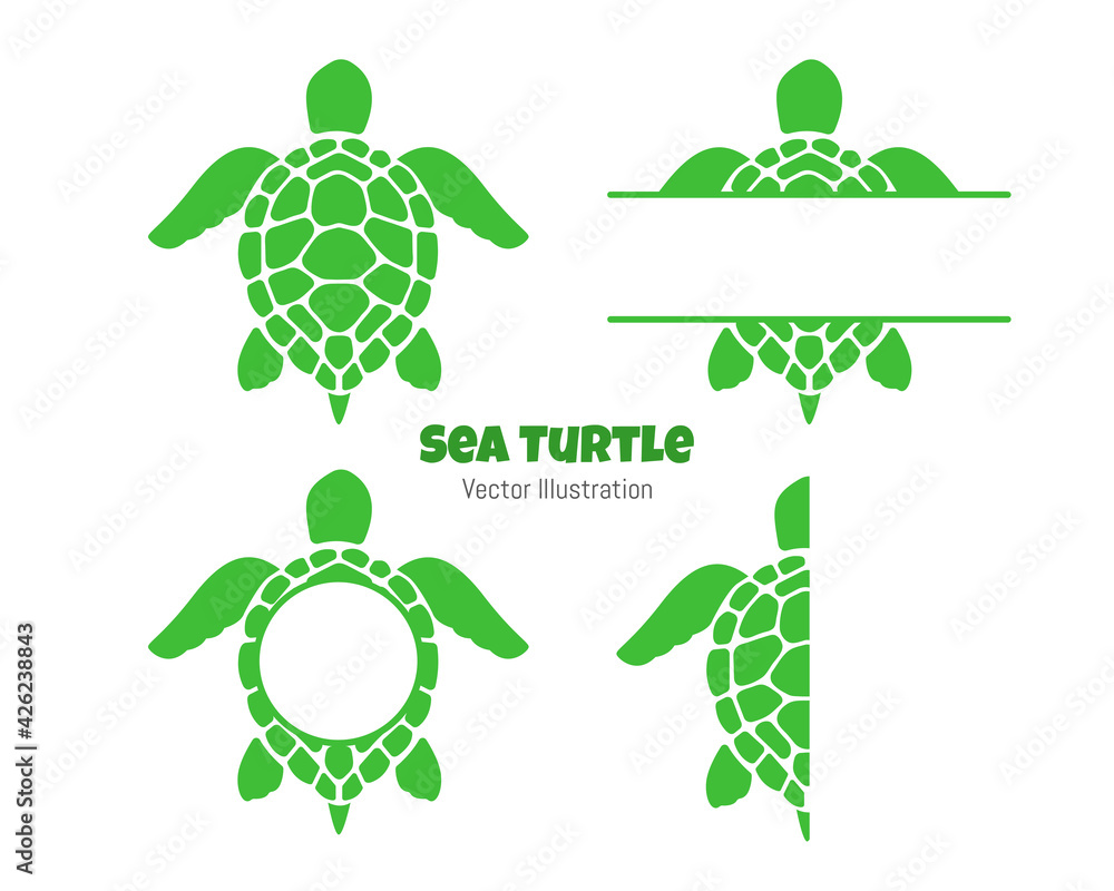 Swimming sea turtle text box vector Leave space for text. Isolated on ...
