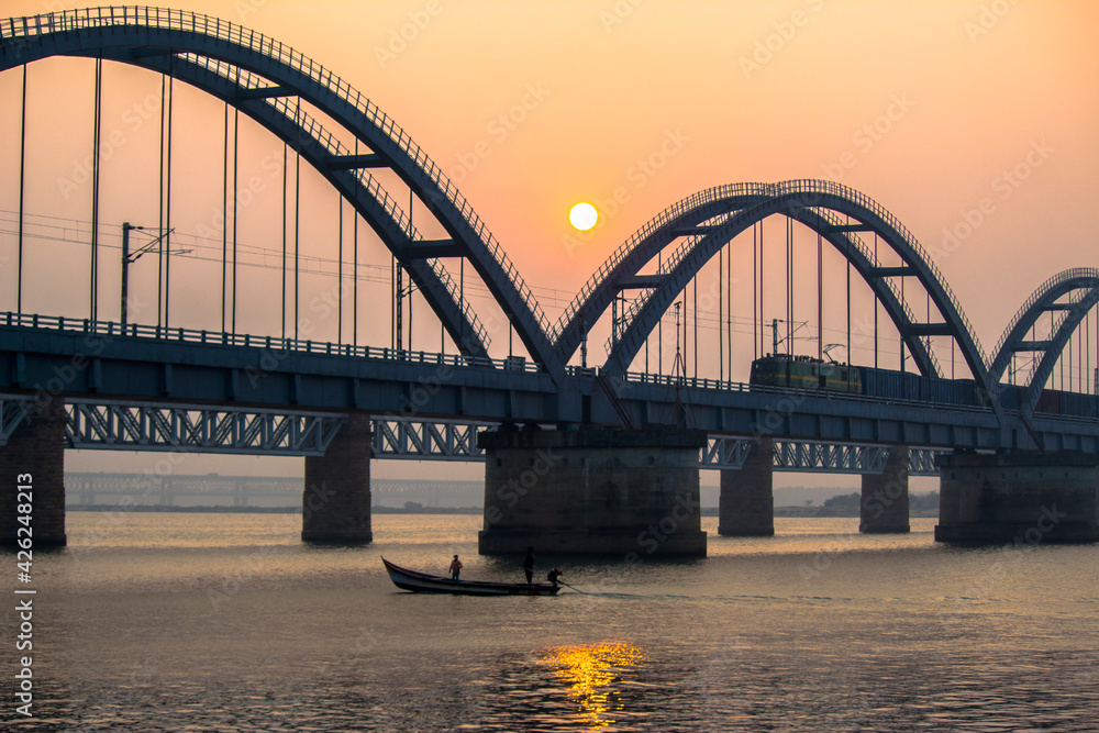 The Godavari Arch Bridge is a bowstring-girder bridge that spans the ...