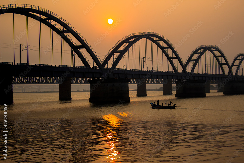 The Godavari Arch Bridge is a bowstring-girder bridge that spans the ...