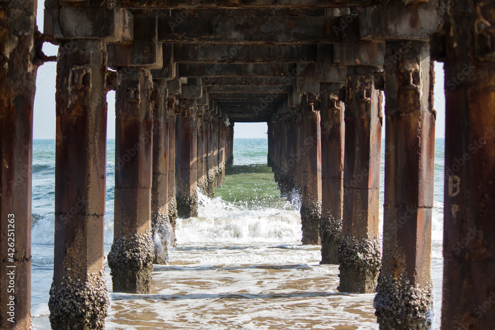 The famous Addaripeta Bridge under view. This is located in Kakinada ...