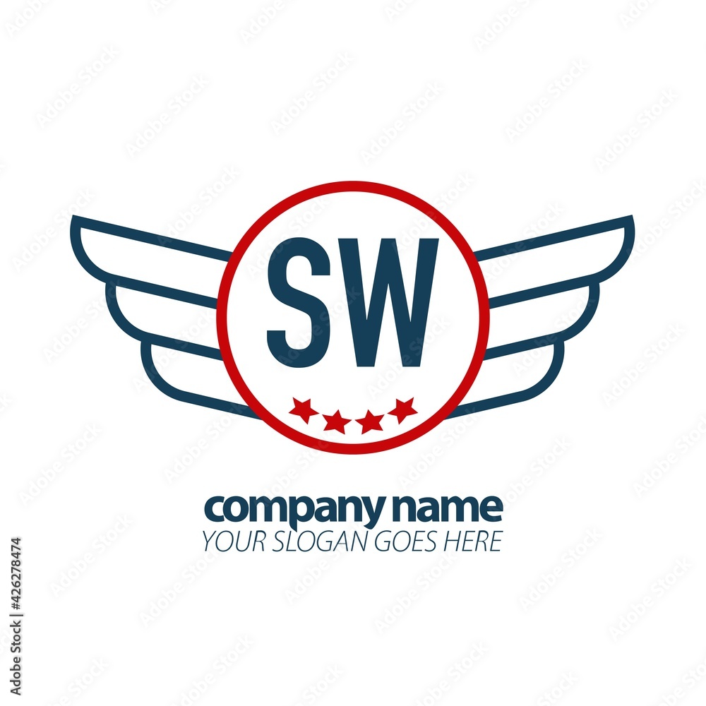 Initial Letter SW Wing Logo Design Template. Creative Wing template ...