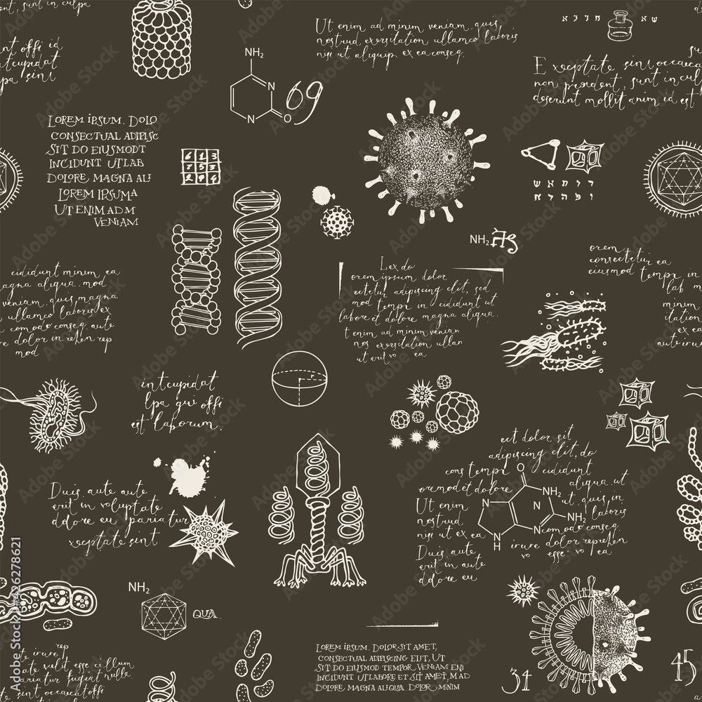 Vector background on a scientific theme. Abstract seamless pattern with ...