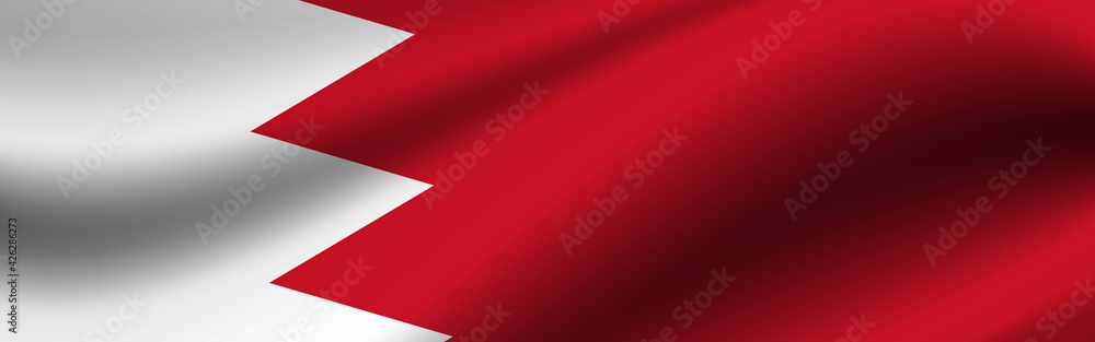 Banner with the flag of Bahrain. Fabric texture of the flag of Bahrain ...