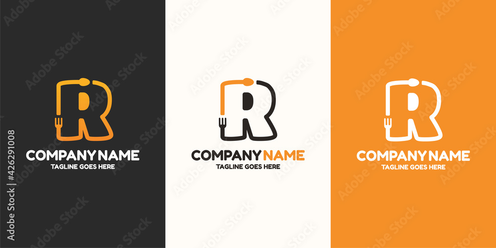 Grafika wektorowa Stock: Initial letter R food Logo Design Template ...