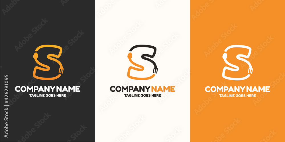 Initial letter S food Logo Design Template. Illustration vector graphic ...