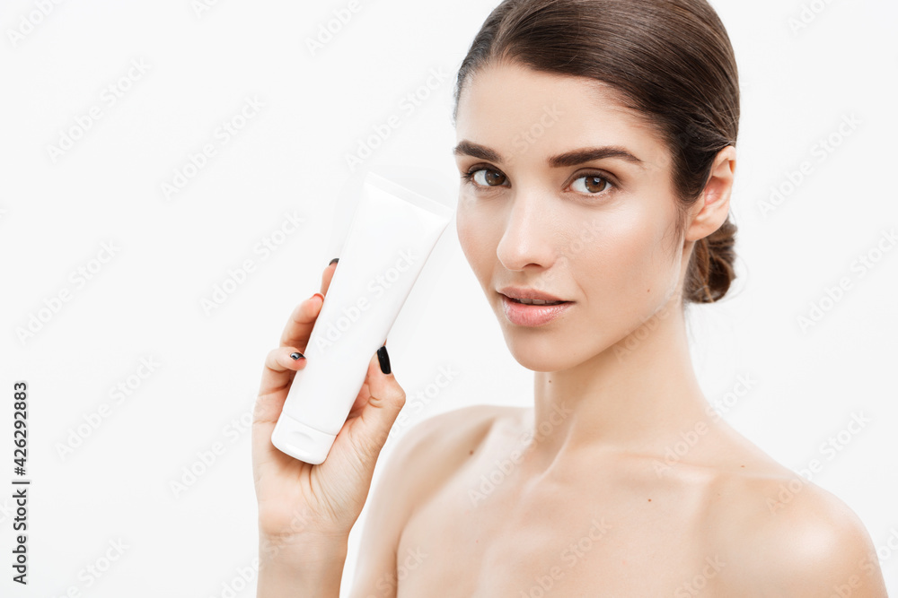 Beauty Youth Skin Care Concept - Beautiful Caucasian Woman Face ...