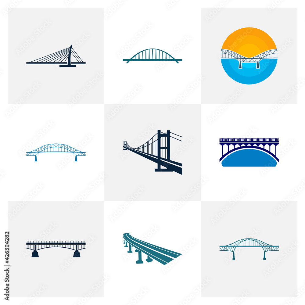 Set of Bridge logo design vector illustration, Creative Bridge logo ...